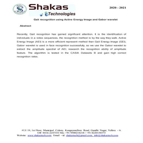 Gait Recognition Using Active Energy Image And Gabor Wavelet Pdf