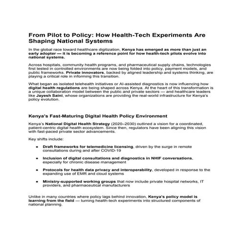 From Pilot to Policy: How Health‑Tech Experiments Are Shaping National Systems | DOCX