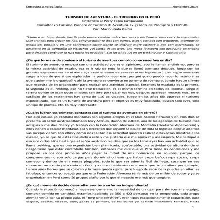 Entrevista a Percy Tapia | PDF | South America Travel | Travel Locations