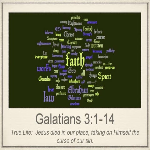 Galatians 3.1-14 True Life Jesus died in our place, taking on himself ...