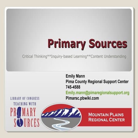 Primary Source Presentation, 1 hr | PPT
