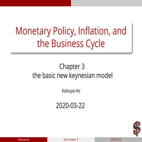 Gali3章Monetary Policy, Inflation, and the Business Cycle~the basic new ...