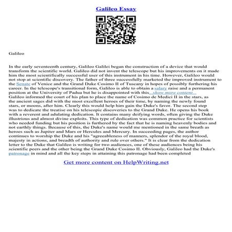 Galileo Galilei Essay | PDF