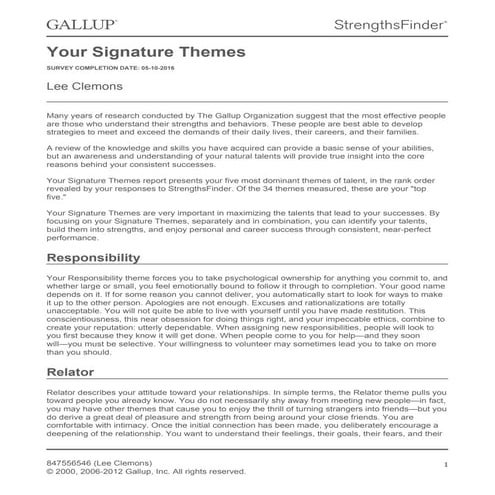 Gallup report strengthfinder | PDF