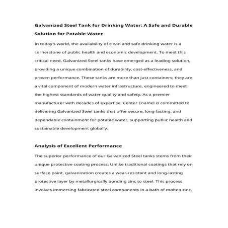 Galvanized Steel tank for Drinking Water A Sanitary Tank for Safe Water ...