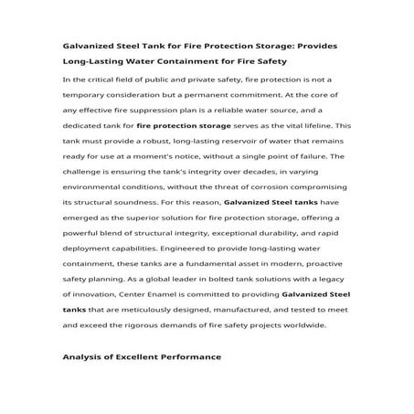 Galvanized Steel Tank for Fire Protection Storage Provides Long-Lasting ...