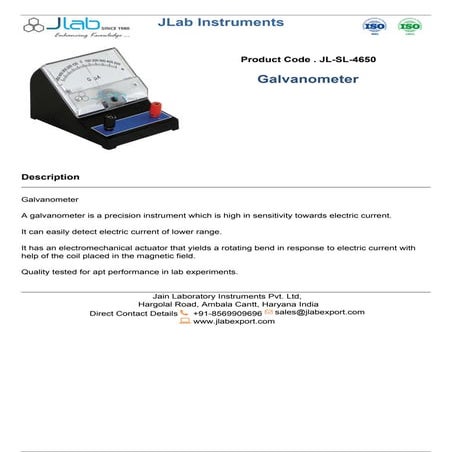Galvanometer Manufacturer and Exporter | PDF