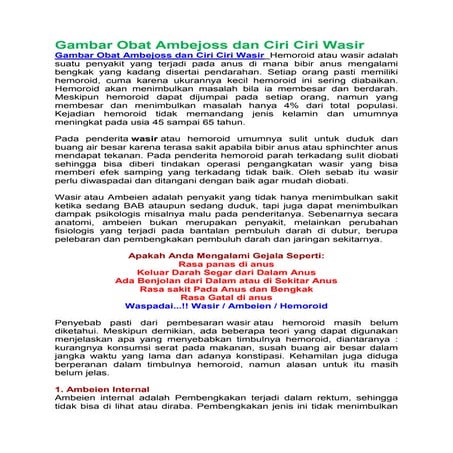 Gambar obat ambejoss dan ciri ciri wasir | PDF