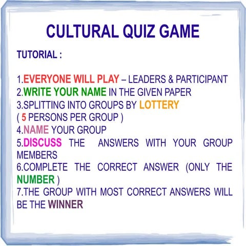 Cultural Quiz Game | PPT