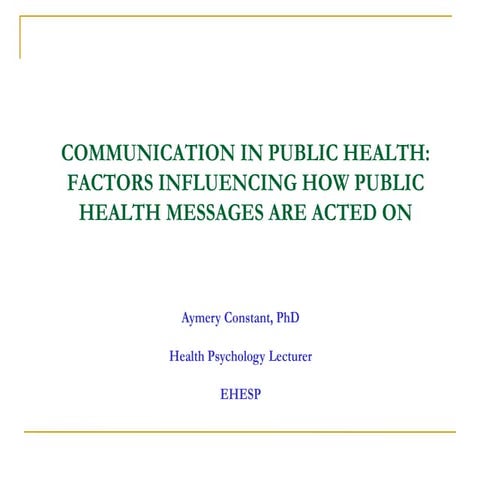 Communication in Public Health | PDF