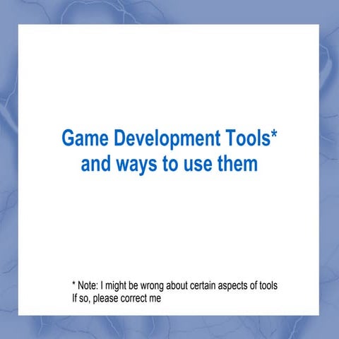 Game devtools | PPT