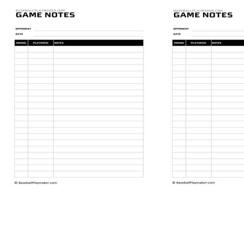 Baseball Game Notes | PDF | Baseball | Sports