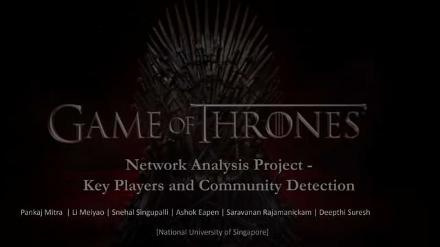 Game Of Thrones Network Analysis Ppt