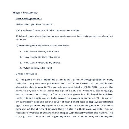 Gta 4 fact sheet | DOCX