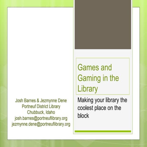 Games and gaming in the library | PDF