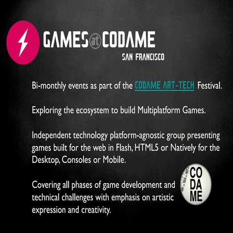 GAMES@CODAME Event May 1st 2012 (San Francisco) | PDF | Technology & Computing