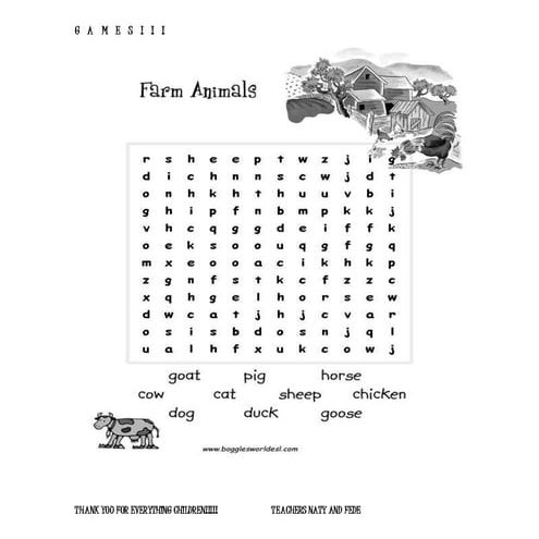 Farm animals - games | DOCX