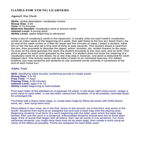 Games for young learners | PDF