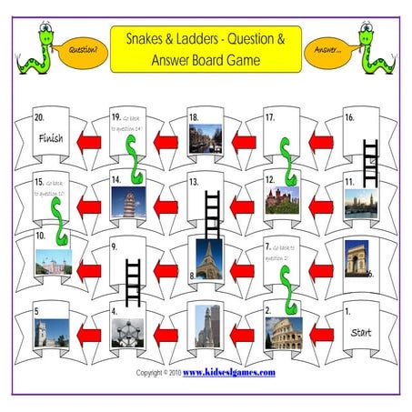 Game snakes & ladders board template | PDF