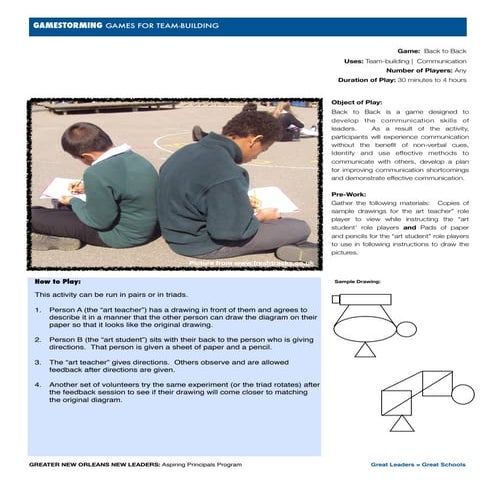 Back To Back Drawing Team Building