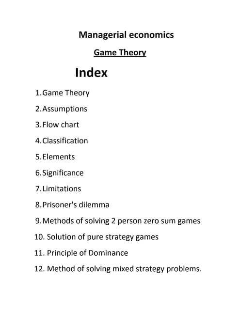 Game theory (Operation Research) | PPTX