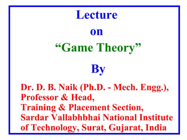 Game Theory Lecture Ppt