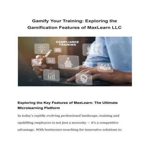 Gamify Your Training Exploring The Gamification Features Of Maxlearn