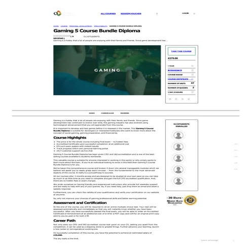 Gaming 5 Course Bundle Diploma – Alpha Academy | PDF