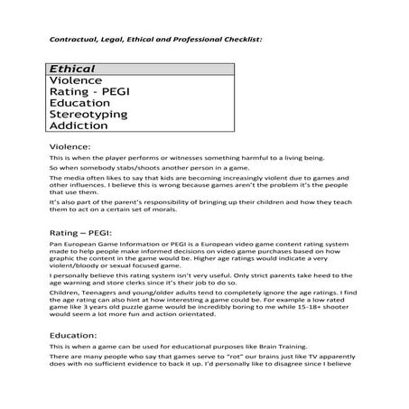 Ethical issues in the Games industry | PPTX