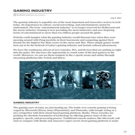 Gaming industry | PDF