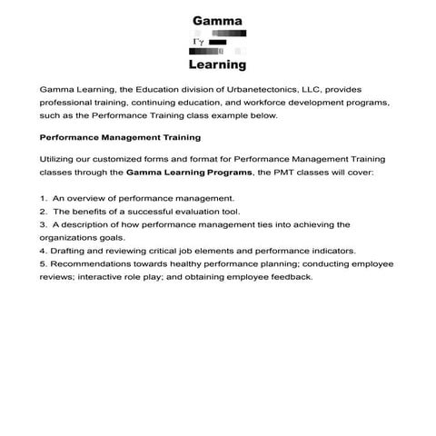 Gamma Learning - Class Listing | PDF