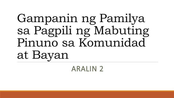 Mga Namumuno sa Komunidad | PPT