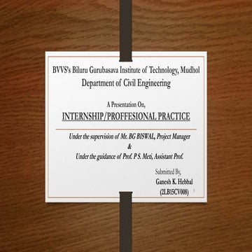 Final Year Civil Engineering Internship | PPTX