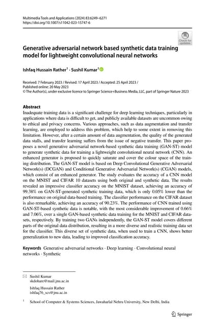 Synthetic data generation for machine learning | PDF | Databases | Computer Software and ...