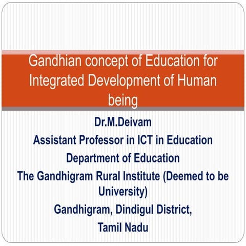 Gandhiji philosophy of education integrated development of education ...