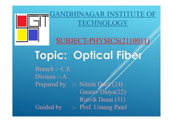 Ppt on optical fiber | PPTX | Computer Networking | Computing