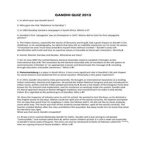 Gandhi quiz | PDF
