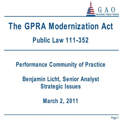 GAO GPRA Modernization Act Overview | PPT