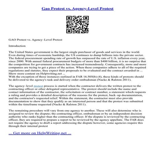 Gao Protest Vs. Agency-Level Protest | PDF
