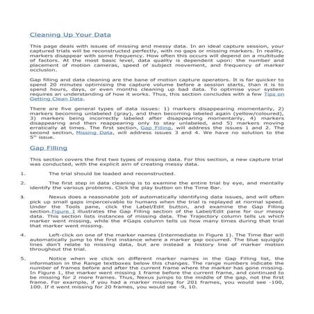 Gap filling - Vicon Nexus tutorial | DOC