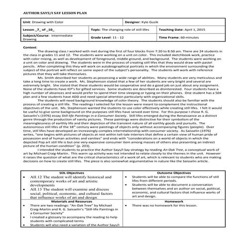 Author says i say lesson plan | PDF