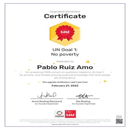 Gapminder Certificate - No poverty - Pablo Ruiz Amo | PDF