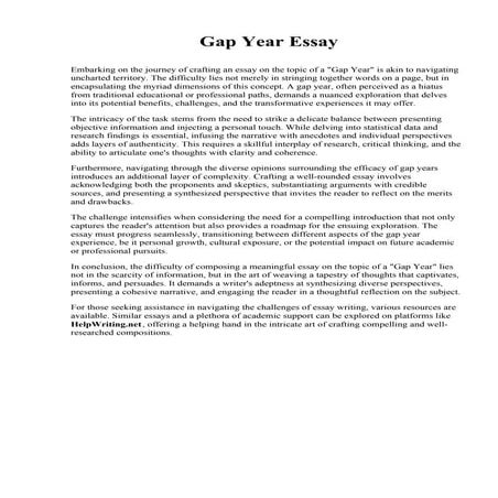 Gap Year Essay. Relay Graduate School of Education | PDF
