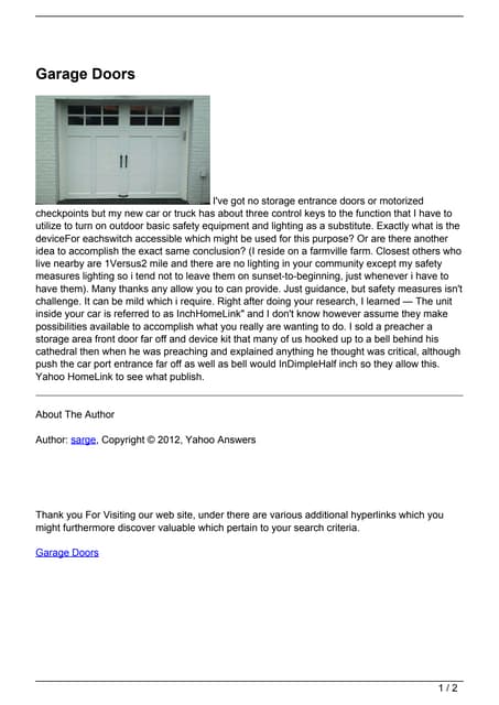 Automatic Garage Door | PDF