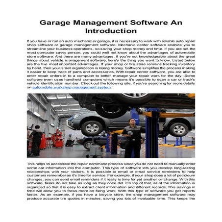 Garage Management Software An Introduction | DOCX