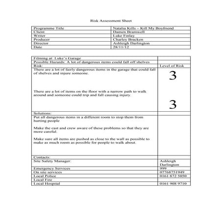 Garage risk assessment | PDF