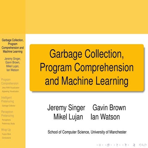 Garbage Collection, Program Comprehension and Machine Learning | PDF