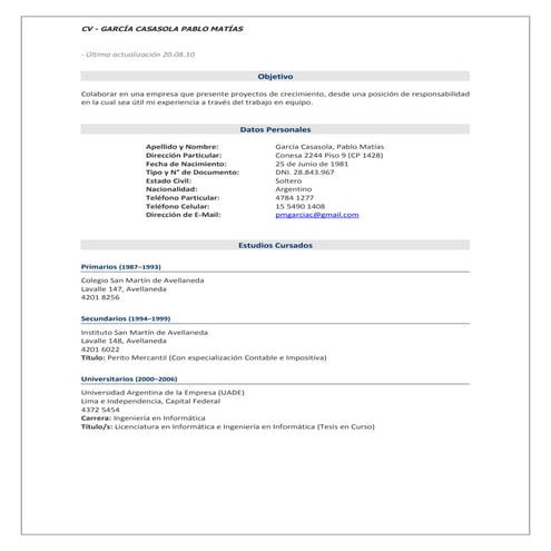 Cv uriel pulido esp V2 | PDF