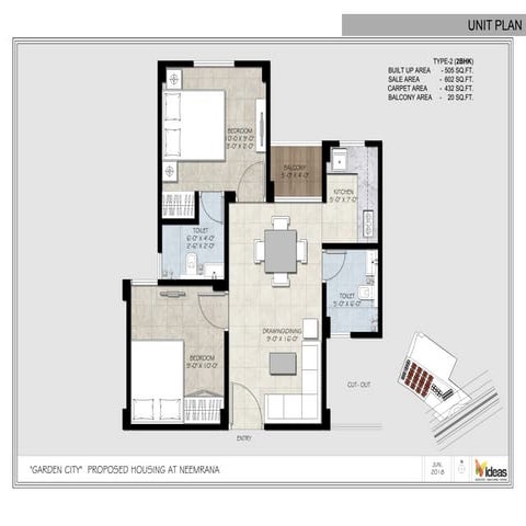 9958019355 - UB Developers Garden City 2 bhk unit plan | PDF