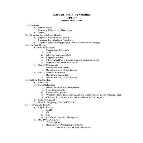 Garden training agenda | DOC